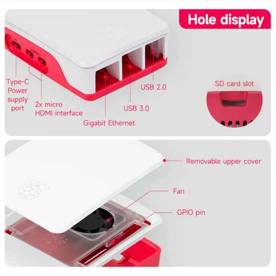 Raspberry Pi 5 Case - Red/White